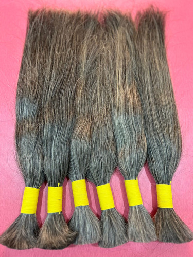 Premium Black and Grey Human Hair Extensions for Natural Volume