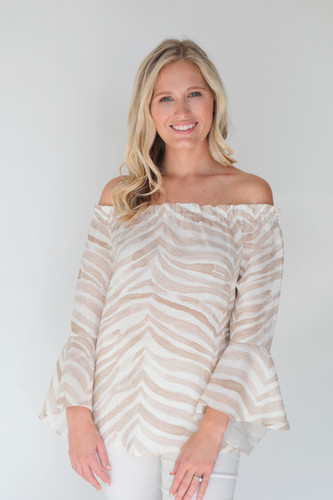 Carmen Shirt Natural Zebra | iLinen