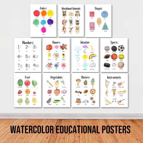 Watercolor Educational Posters - Montessori Style | Established At Home