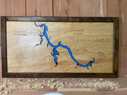 Laser-Cut Lake Map of Pickwick Lake | My Site