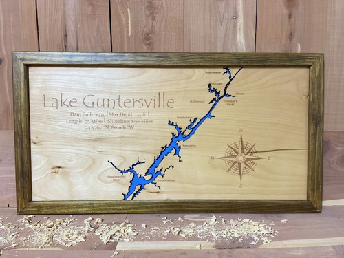 Laser-Cut Lake Map of Guntersville Lake | My Site