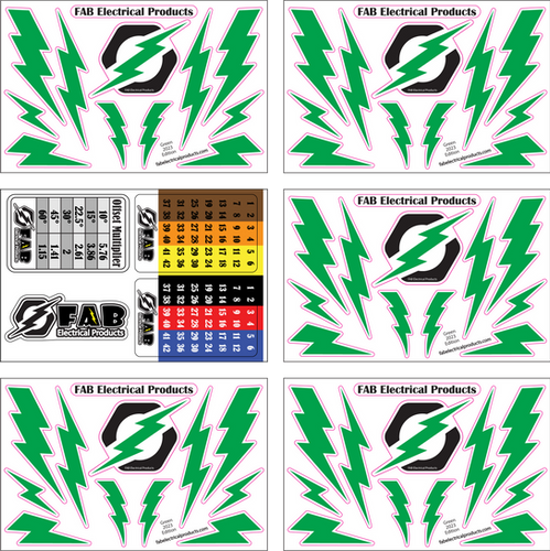 Solid Color Lightning Bolt Sticker Sheet (12 Variants) | FAB Electric ...