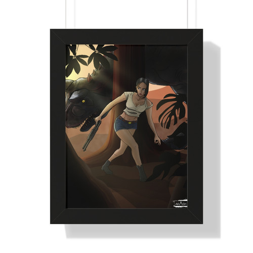 Jurassic Park Framed Art Trespassers Anne and Carnotaurus | The Outer Moo