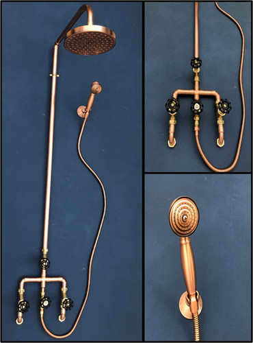 'Modern classic' Copper shower with cast iron handles | Bow Street ...
