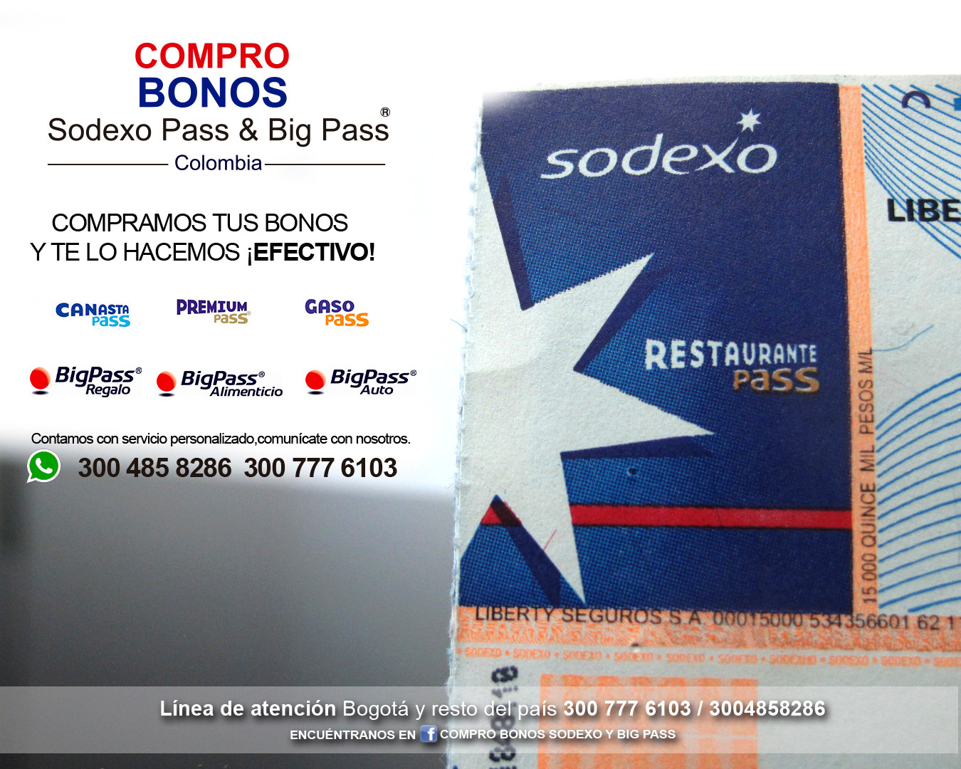 Compramos tus bonos Sodexo y Big Pass