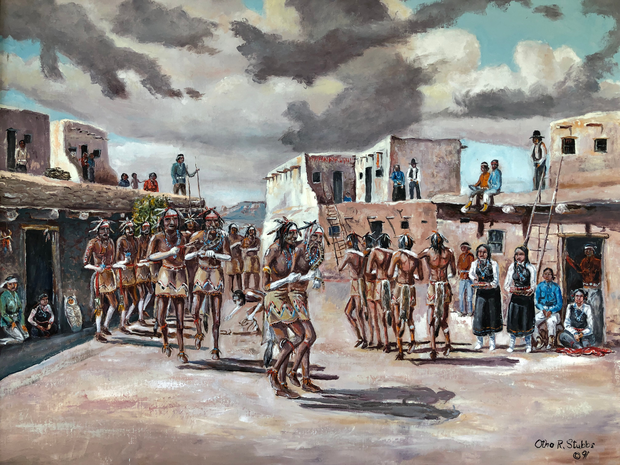 Hopi Snake Dance, Oil On Canvas.