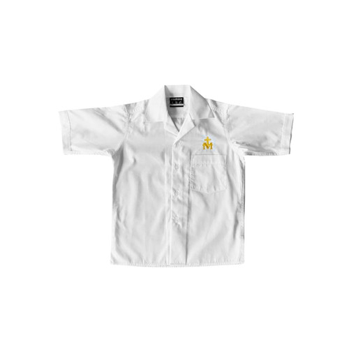 PRIMARY BOYS WHITE SHORT SLEEVE OPEN NECK SHIRT with Logo | SMMC ...