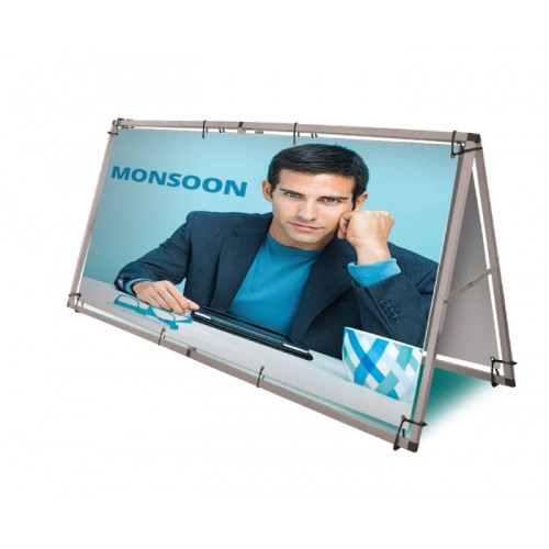 Outdoor Monsoon A-frame use with PVC eyelet banners | Abprint & Design