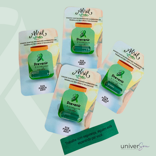 Cards com pílulas de mensagens Abril Verde - Personalizados-50 unidades ...