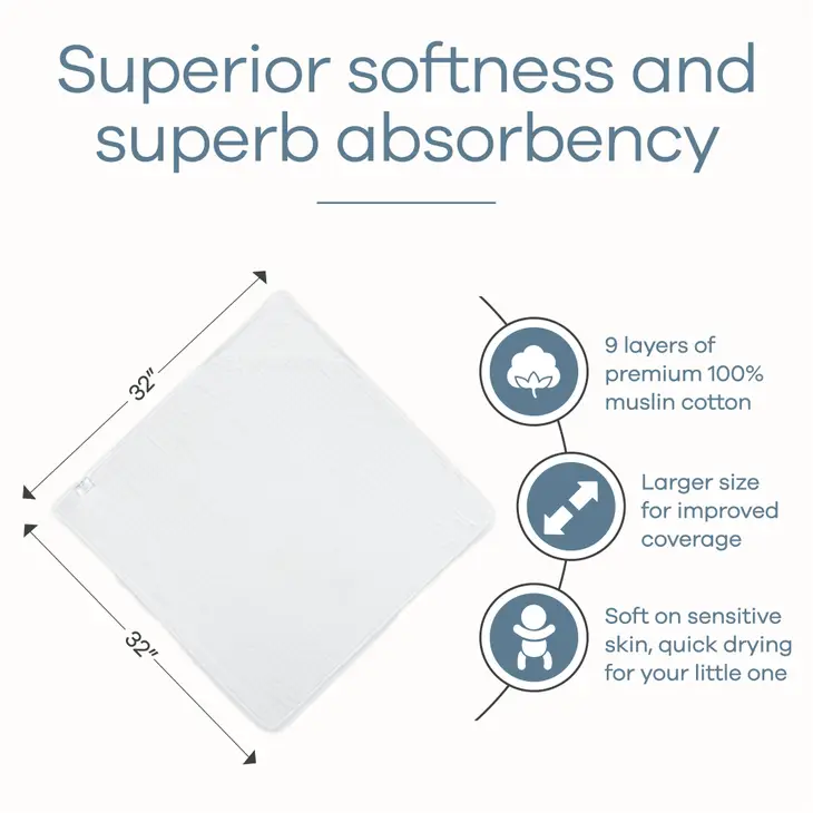 Comfy Cubs Hooded Muslin Cotton Bath Towel | boxandbow