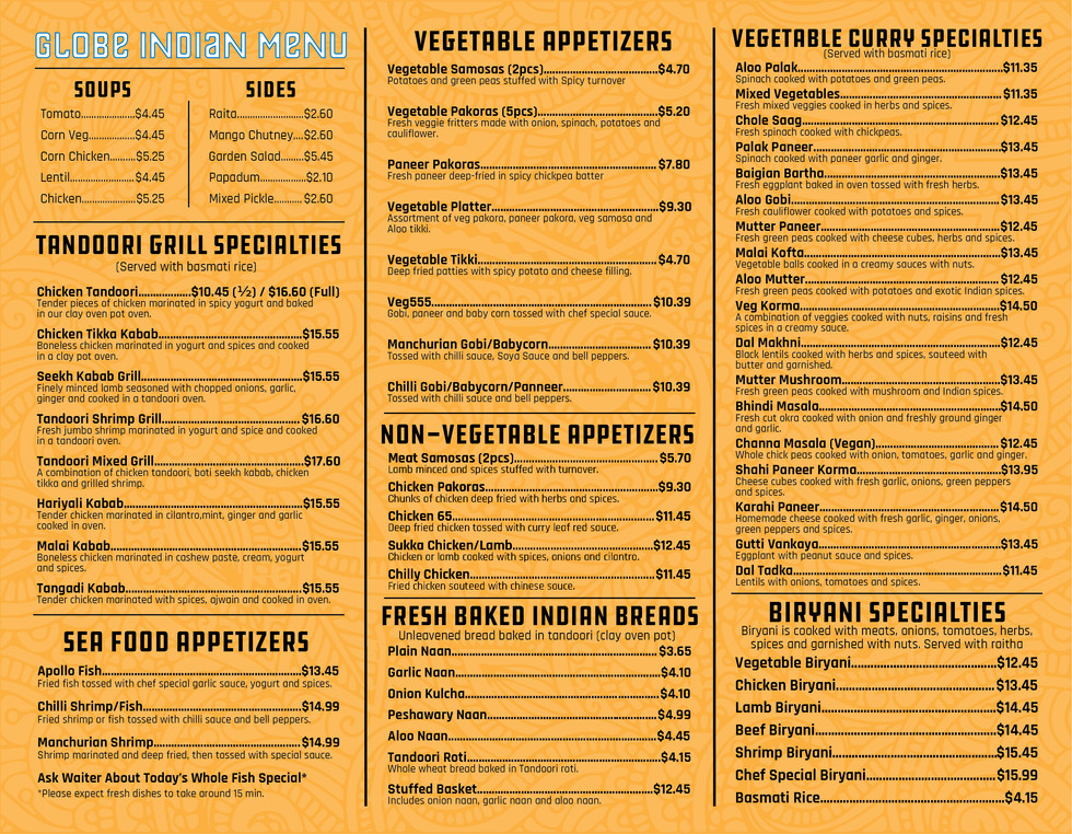 To-GO Menu | Globe Topeka