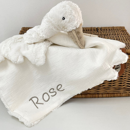 Doudou OIE Maé - BLANCHE - Avec ou Sans PRÉNOM Brodé | Little World Boutik