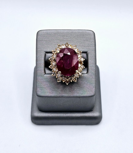 Composite Ruby & Diamond Engagement Halo Ring | Luxeliquidatorsrva