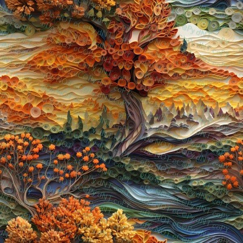 Quilled Landscape Bloom | Enchanted Fabrics