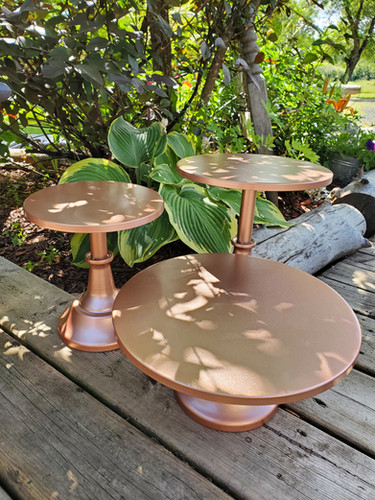 Set of 3 Rose Gold Cake Stands | River Roads Co