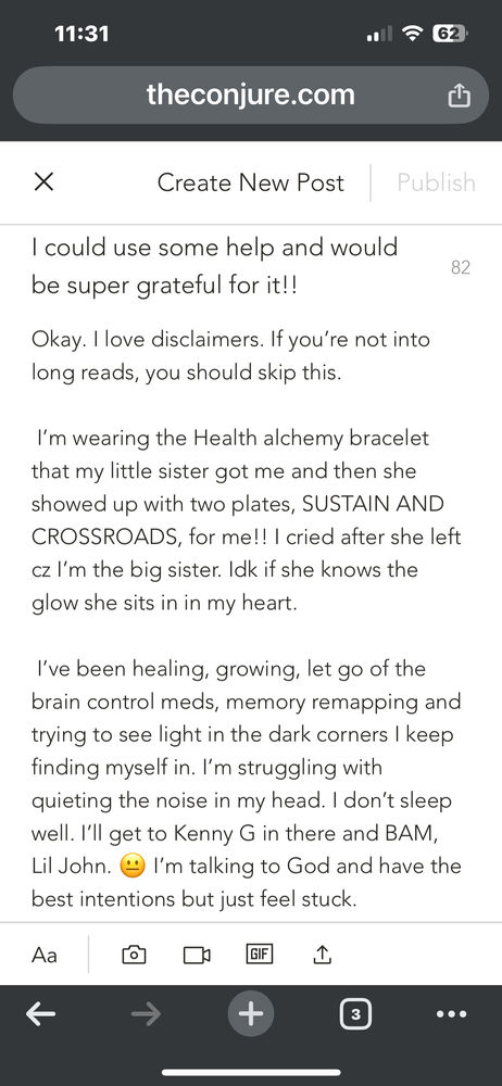 I could really use some help. Please. **LONG READ* | The Conjure