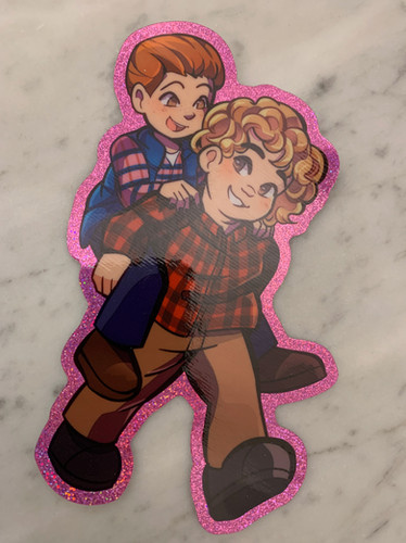 Sheldon and Theo Glitter Chibi Sticker | M.A. Wardell