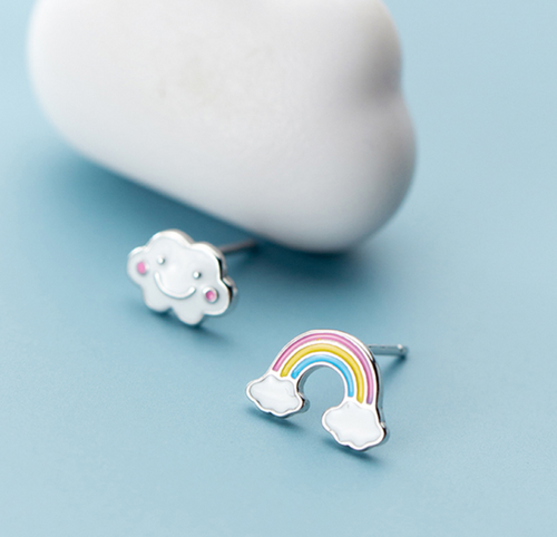 Enamel Cloud and Rainbow Studs - Mooii | MOOII Australia