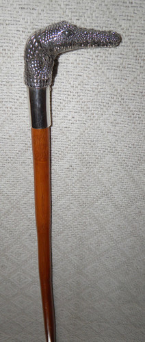Antique Walking Stick Cane Silver Crocodile Handle Hallmarked ...