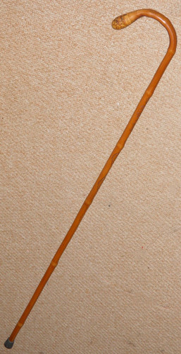 Qing Dynasty Chinese Bamboo Walking Stick / Cane - Hand-Carved & Root ...
