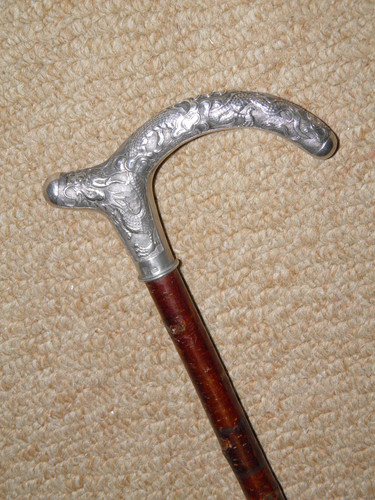 Antique Qing Dynasty Walking Cane - Intricate Chinese Hallmarked Silver ...