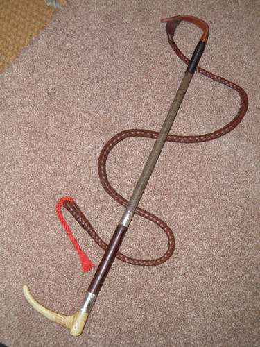 Victorian HM 1888 Silver Ex Large Gents Hunt Whip With Beaufort Leather ...