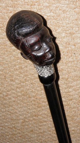 Antique Ebony African Tribal Walking Stick Hand-Carved African Man ...
