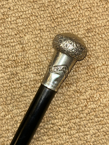 Antique Walking Stick Cane - Hallmarked 1920 Repousse Silver Top By ...