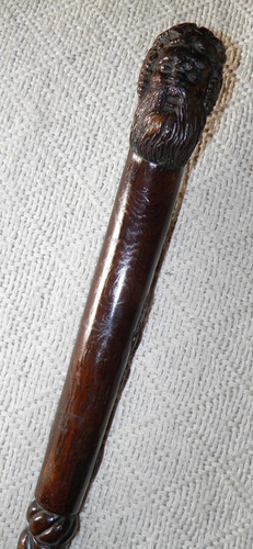 Antique Hardwood Walking Stick Cane Hand-Carved Twist Shaft & Greek ...