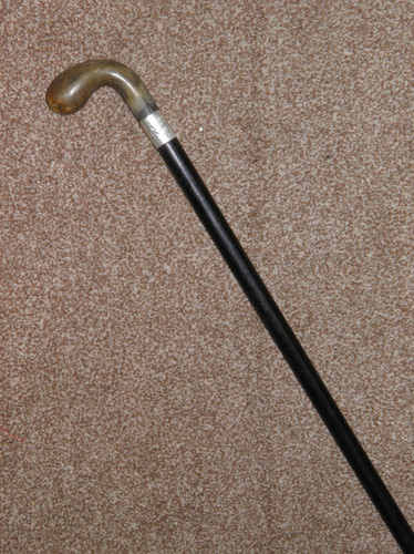 Antique Hallmarked 1923 Silver Ebony Walking Stick / Sunday Golfing ...
