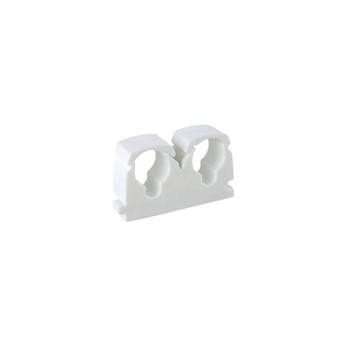 15mm Talon Pipe Double Clip Hinged White | Trade Plumbing