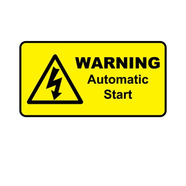 Warning Automatic Start Warning Labels | Griffin Signs