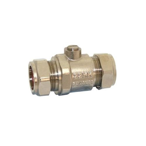 22mm Chromed Brass Full Bore Isolating Valve | Trade Plumbing