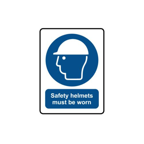 Safety Helmets Must Be Worn Sign – Mandatory PPE Safety Signs UK ...