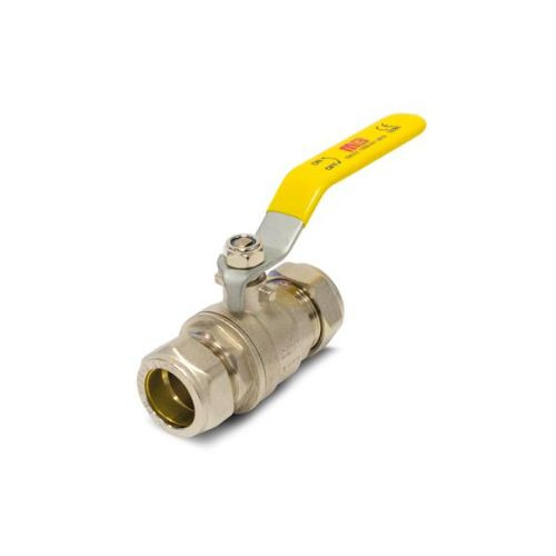 15mm Brass Gas Lever Ball Valve with Yellow Handle | Trade Plumbing