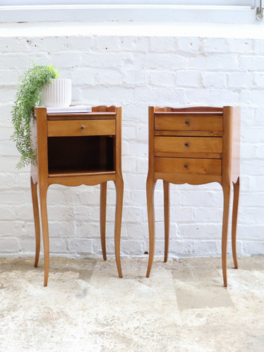 Beautiful Pair Of Vintage French Bedside Tables | Owl and the Elephant