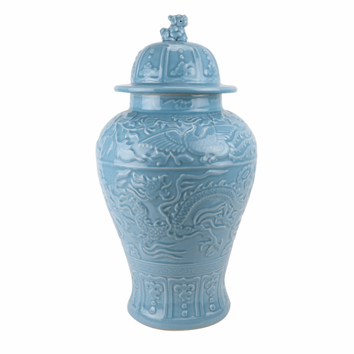 Chinese porcelain Sky Blue dragon ginger jar | Daosden