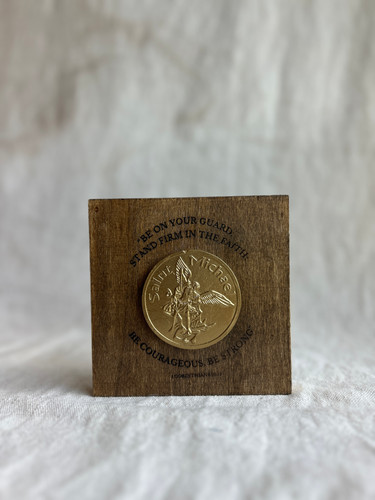 Laser Engraved St. Michael Intaglio Plaque | Tina Heinen Co