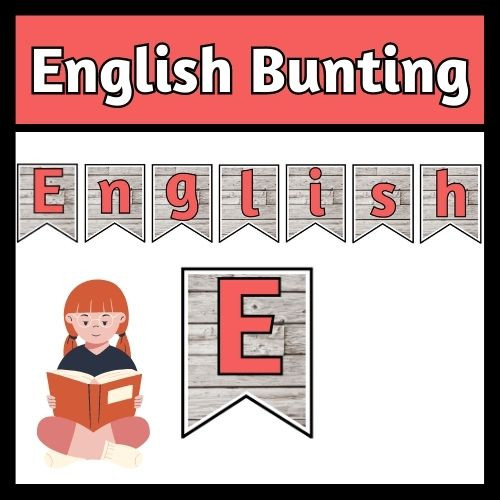 English Display Bunting (Grey Wood Background) | PrimaryResourceRack