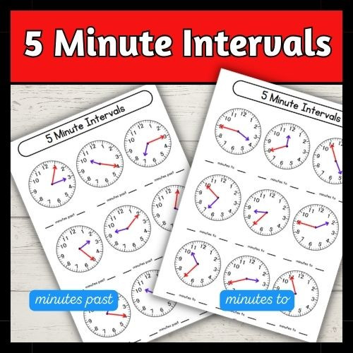 Telling the Time with 5 Minute Intervals Worksheet | PrimaryResourceRack