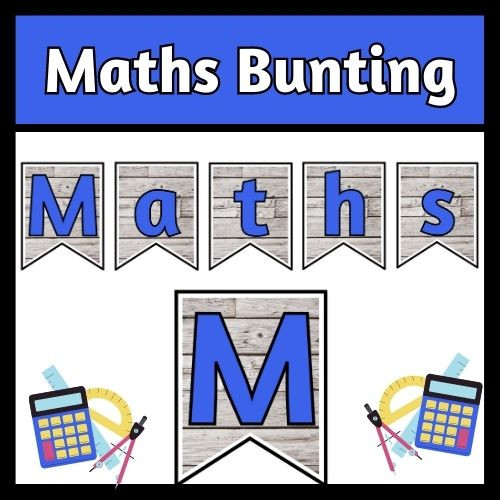 Maths Display Bunting (Grey Wood Background) | PrimaryResourceRack