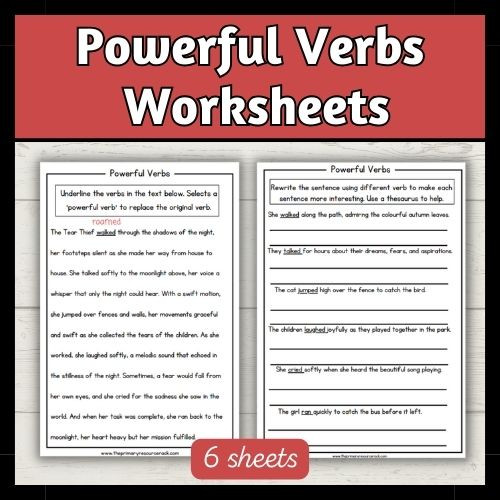 Powerful Verbs Worksheets | PrimaryResourceRack