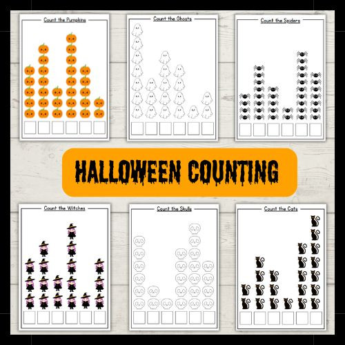 Halloween Counting Worksheets | PrimaryResourceRack