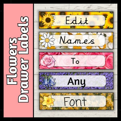 'Flowers' Drawer Labels | PrimaryResourceRack