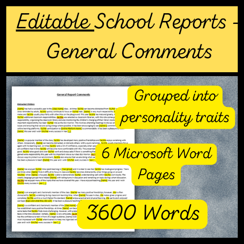 Editable General School Report Statements | PrimaryResourceRack