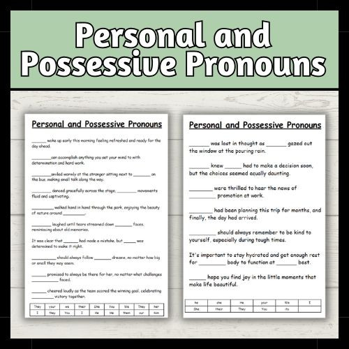 Personal and Possessive Pronouns Worksheets | PrimaryResourceRack