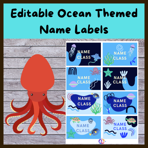 Ocean Themed Book Name Labels editable | PrimaryResourceRack