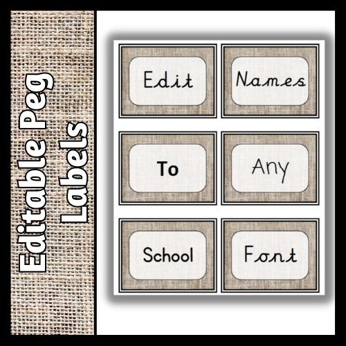 Editable Hessian Peg Labels | PrimaryResourceRack