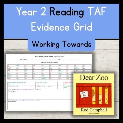 Year 2 Reading TAF Evidence Grids (Working Towards) | PrimaryResourceRack