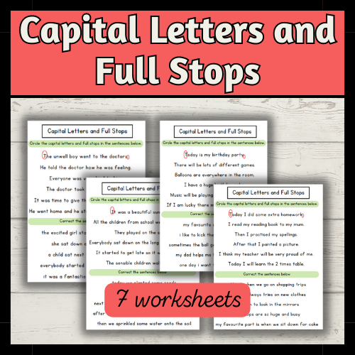 Capital Letters and Full Stops Worksheets | PrimaryResourceRack